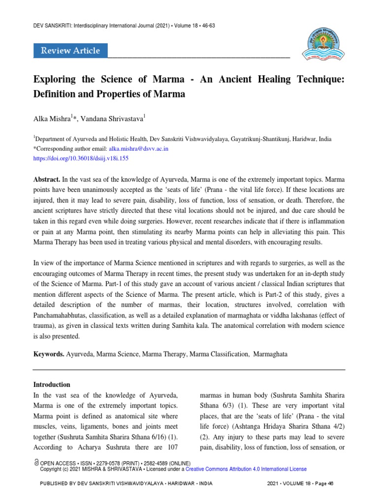 Exploring The Science of Marma - An Ancient Healin | PDF | Elbow ...
