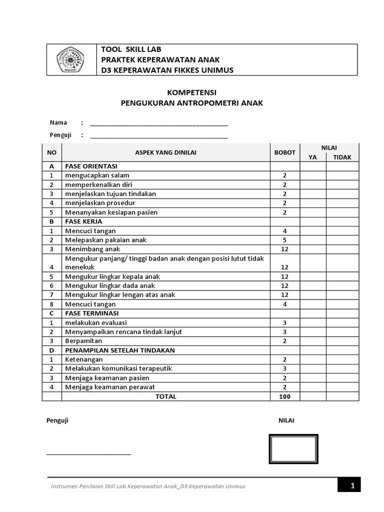 Tool Skill Lab Keperawatan Anak | PDF