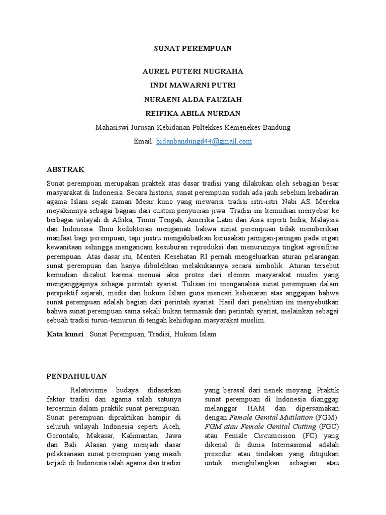 Sunat Perempuan dalam Perspektif Sejarah, Medis, dan Hukum Islam | PDF