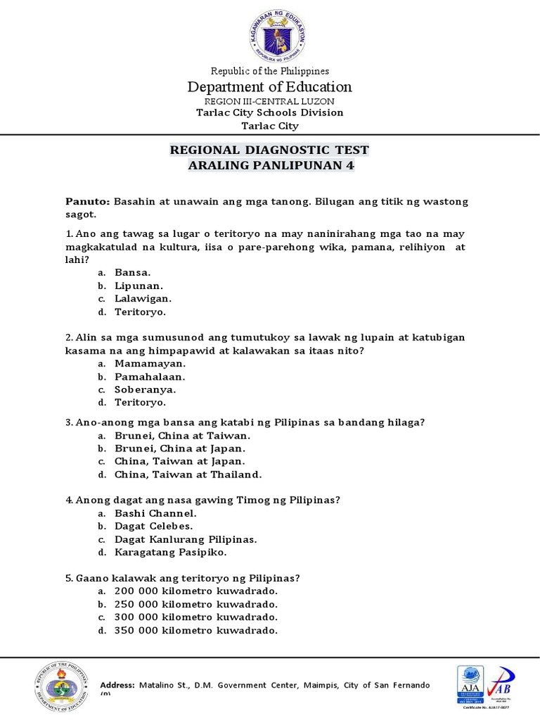 Grade 4_AP Assessment Tool | PDF