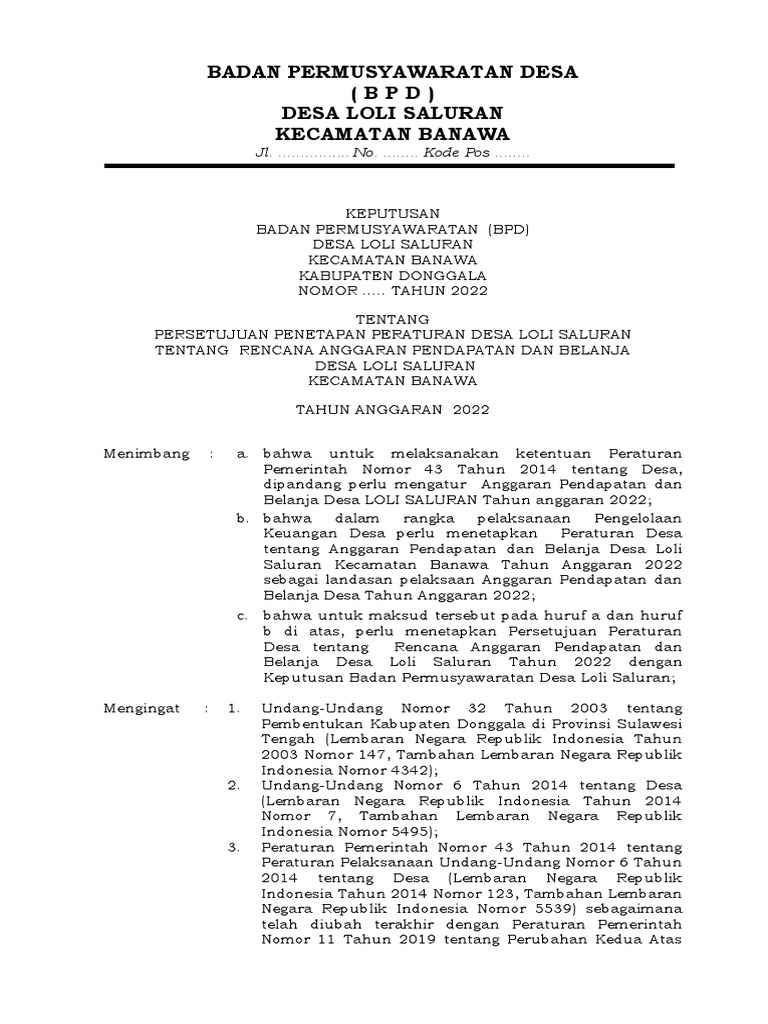 Surat Keputusan BPD | PDF