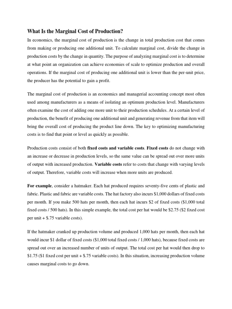 Understanding Marginal Cost of Production | PDF | Capital Budgeting ...