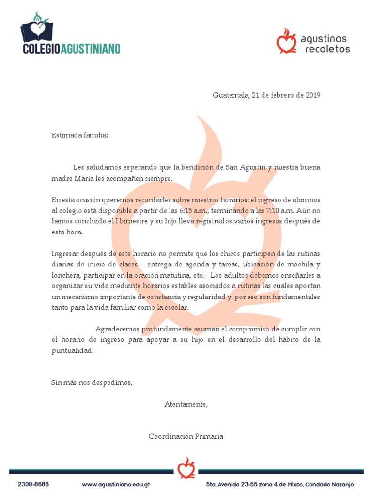 Carta Compromiso Llegadas Tarde | PDF