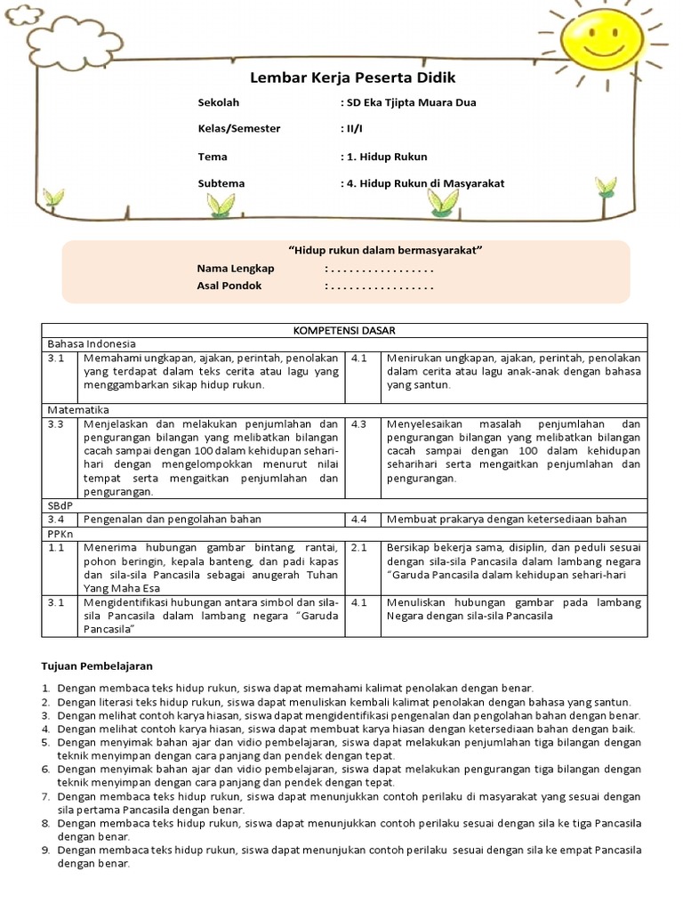 LKPD Tema 1 Subtema 4 | PDF
