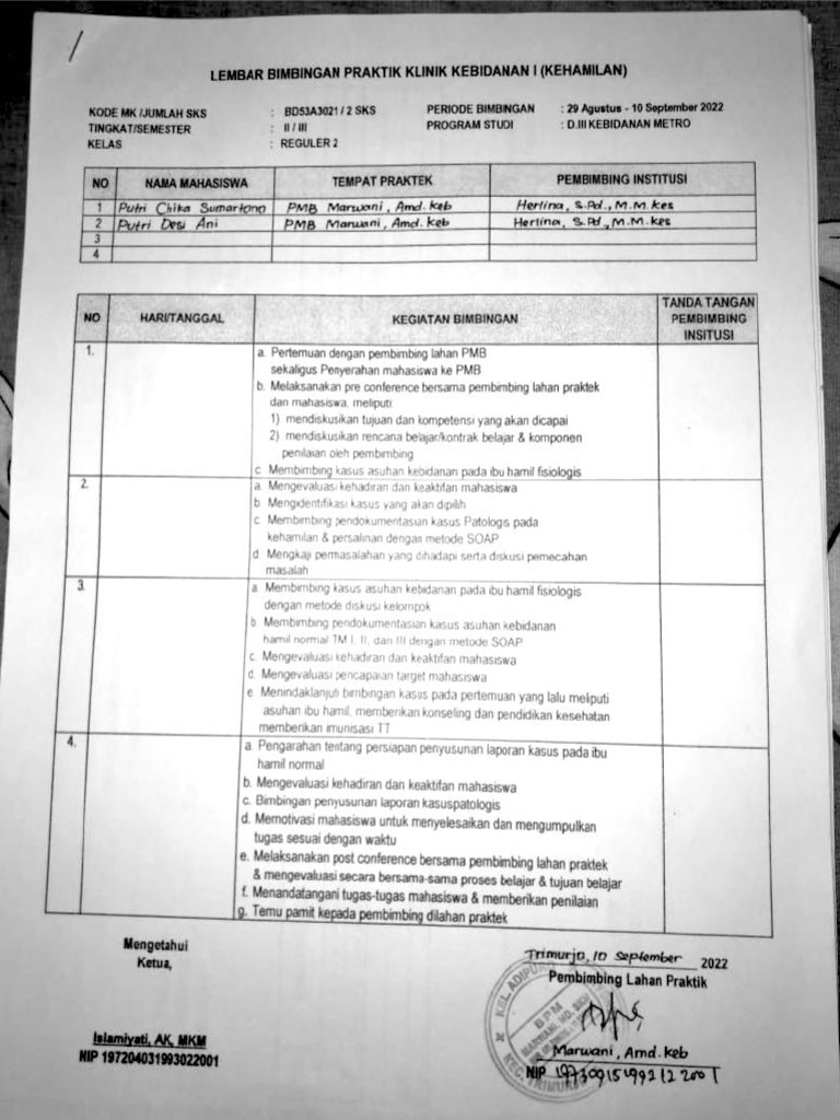 Absen PMB Marwani, Amd - Keb | PDF