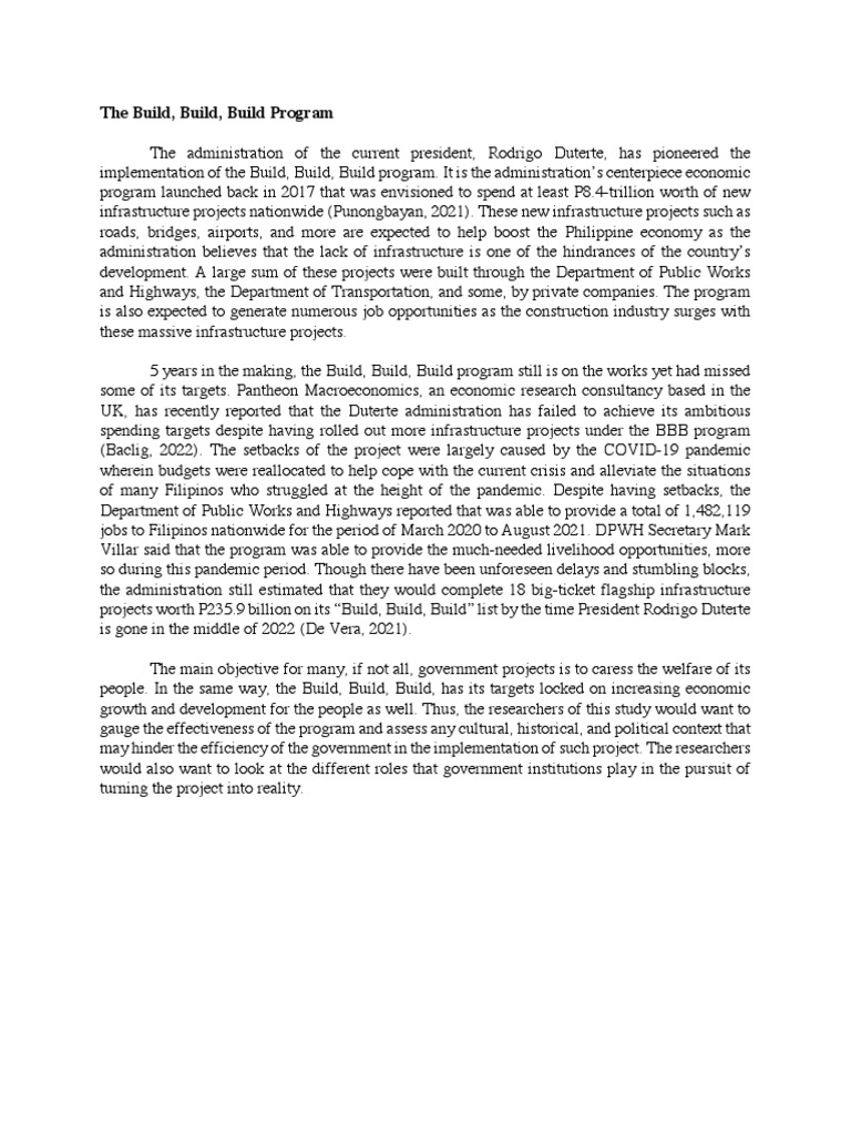 The Build, Build, Build Program | PDF | Infrastructure | Rodrigo Duterte