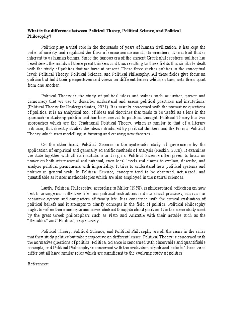 Distinguishing Political Theory, Science, Philosophy | PDF | Political ...