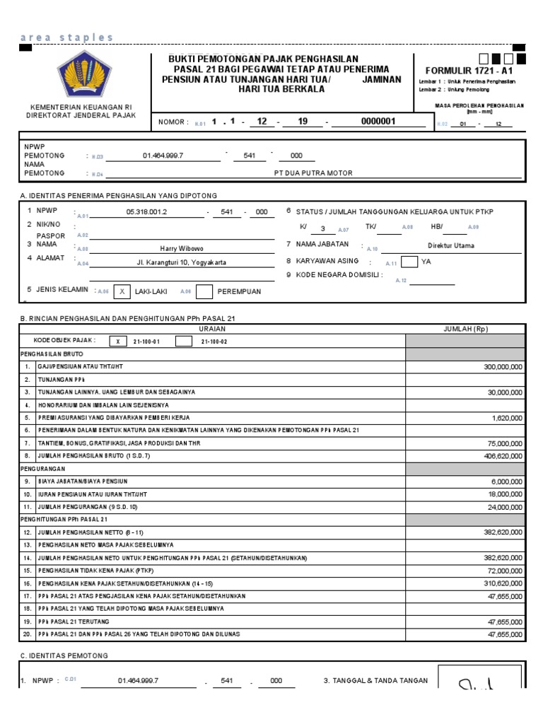 Bupot PPH 21 Pegawai Tetap | PDF