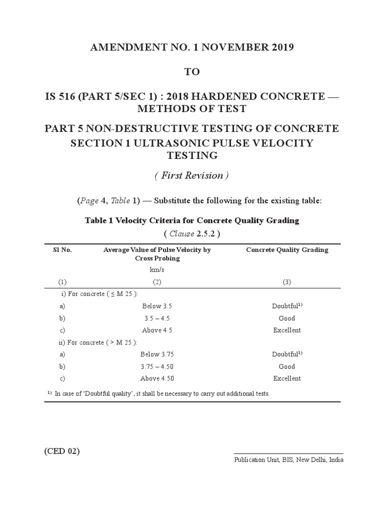 IS 516 Part 5 Sec 1 Amendment 2019 | PDF