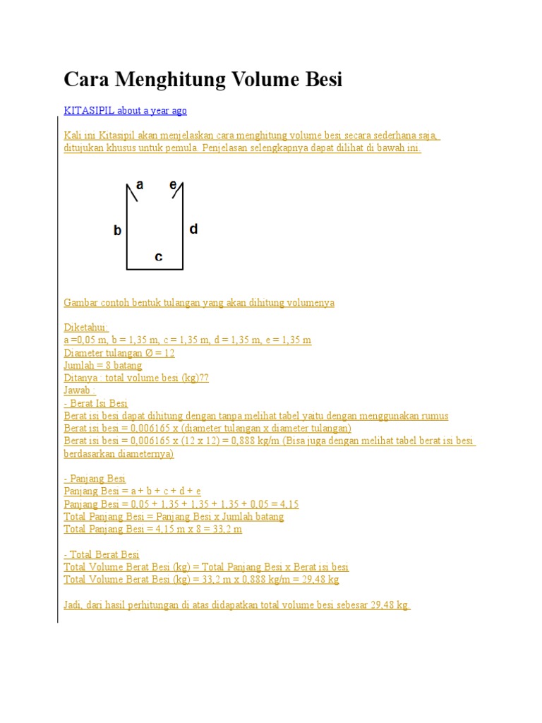 Cara Menghitung Volume Besi | PDF