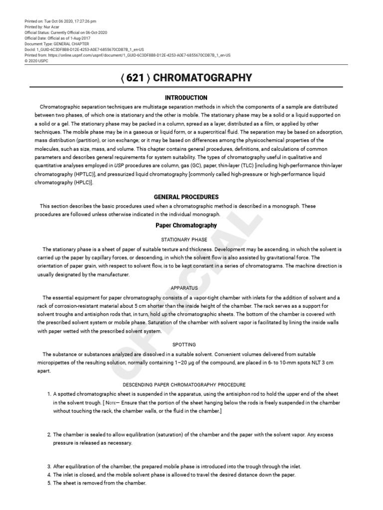 USP-NF 621 Chromatography | PDF | Chromatography | High Performance ...