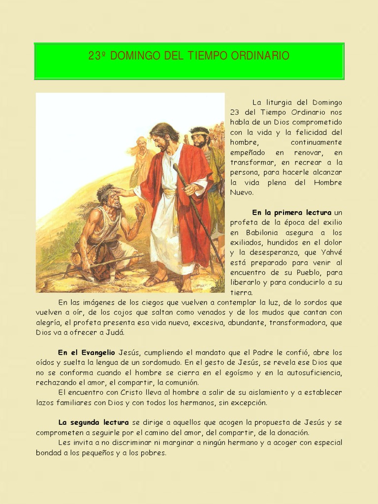 23 Domingo Tiempo Ordinario Ciclo B | PDF | Jesús | Amor 23 Domingo Tiempo Ordinario Ciclo B | PDF | Jesús | Amor