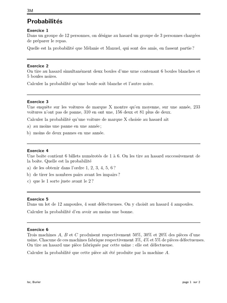 3MS Probabilites | PDF | Probabilité | Mathématiques