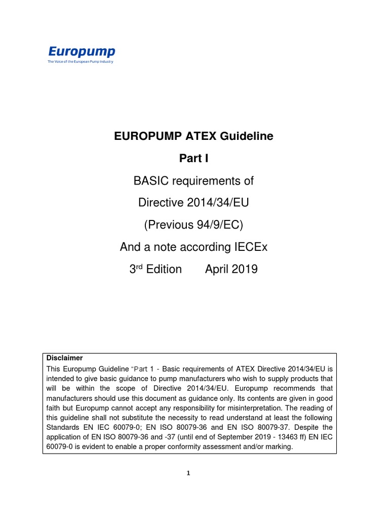 Europump Atex Guide - I-Rev2019 1.0 | PDF