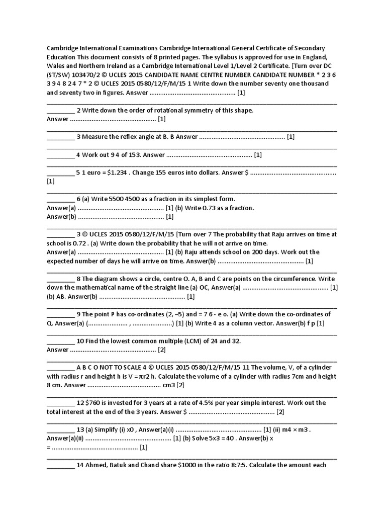 Cambridge International Examinations Cambridge International General ...