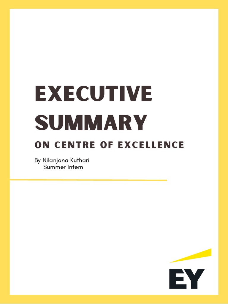 EY Executive Summary - CoE - Nilanjana Kuthari - Draft 1 | PDF | Cloud ...