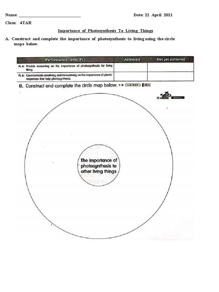 Practice 1 - Importance of Photosynthesis To Living Things. | PDF