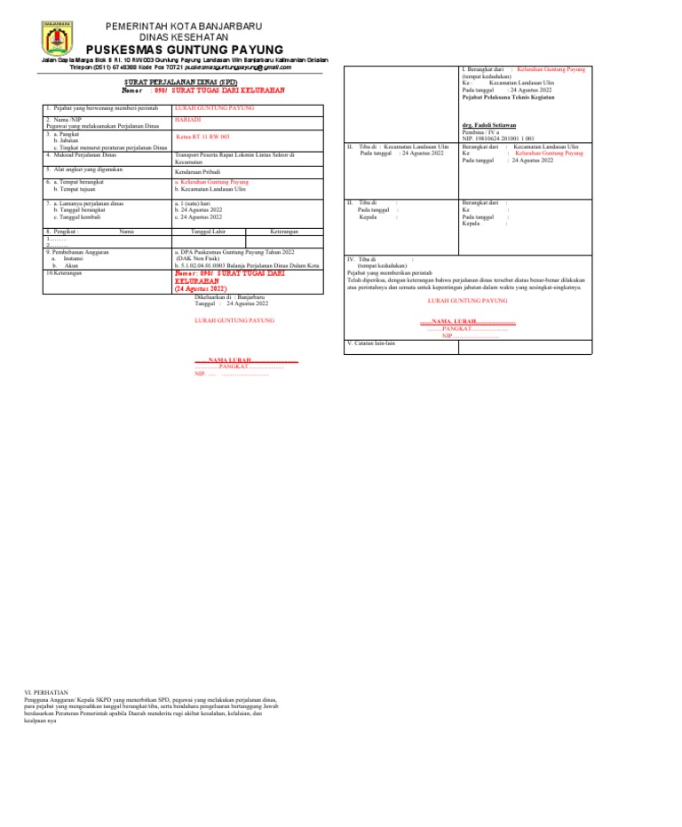 SPPD Terbaru 2022 Sesuai Edaran Untuk SPJ Transport Peserta | PDF
