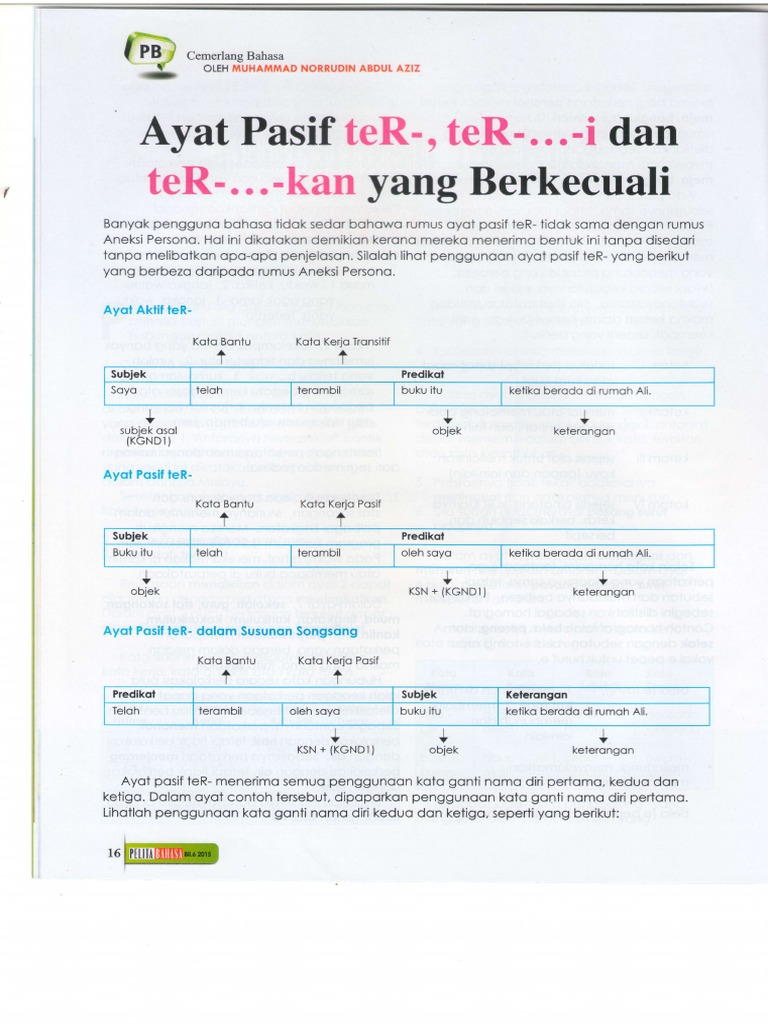 Ayat Pasif Ter, Ter... I, Ter... Kan Yang Berkecuali | PDF