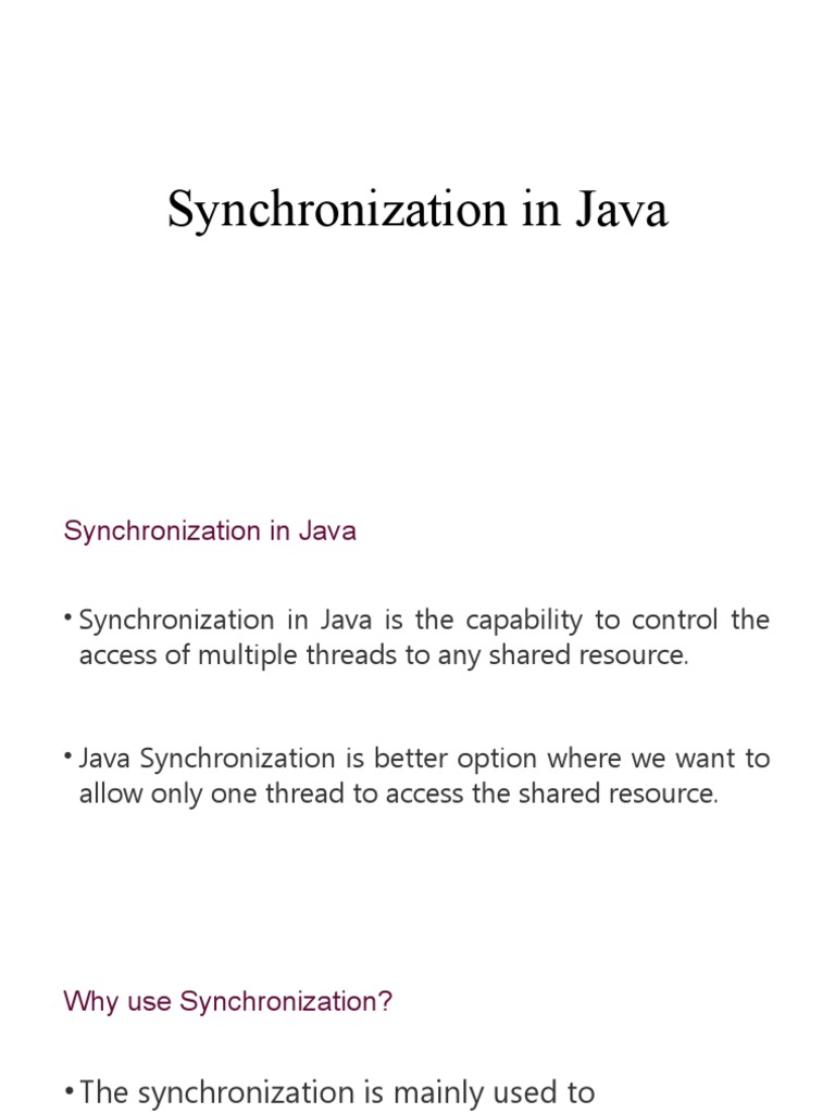 Synchronization in Java | Download Free PDF | Java (Programming Language) | Method (Computer ...