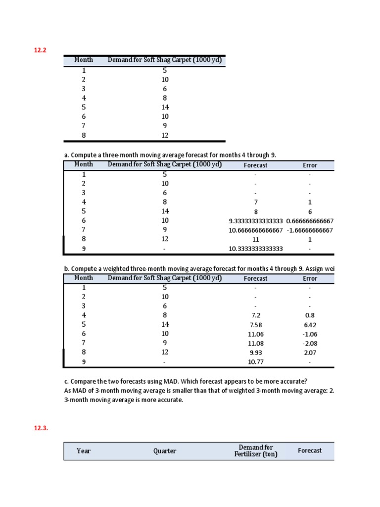 Assignment 1 Pdf Forecasting Moving Average
