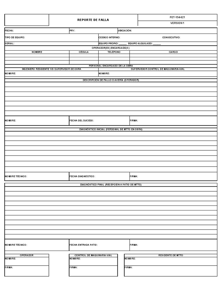 Fag-020 Reporte de Falla | PDF | Carros deportivos | Vehículo de motor