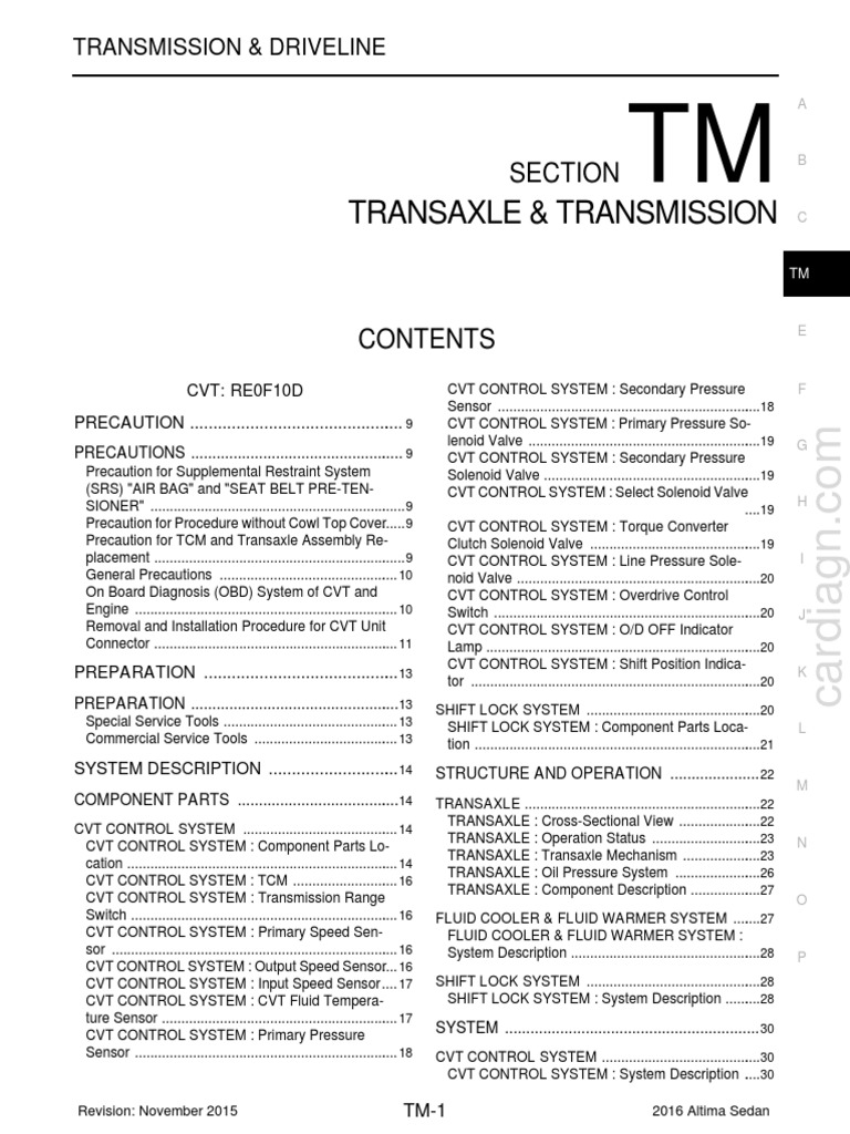 Transaxle & Transmission: Section | PDF | Medical Diagnosis | Airbag