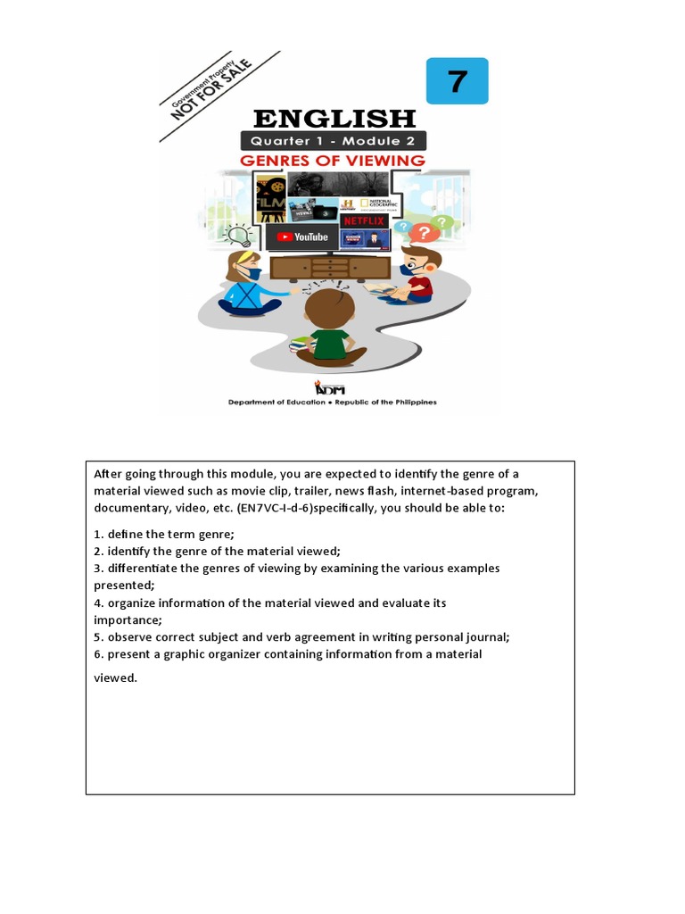 English7 - Q1 - M2 - Genres-of-Viewing 3 | PDF | Subject (Grammar) | News