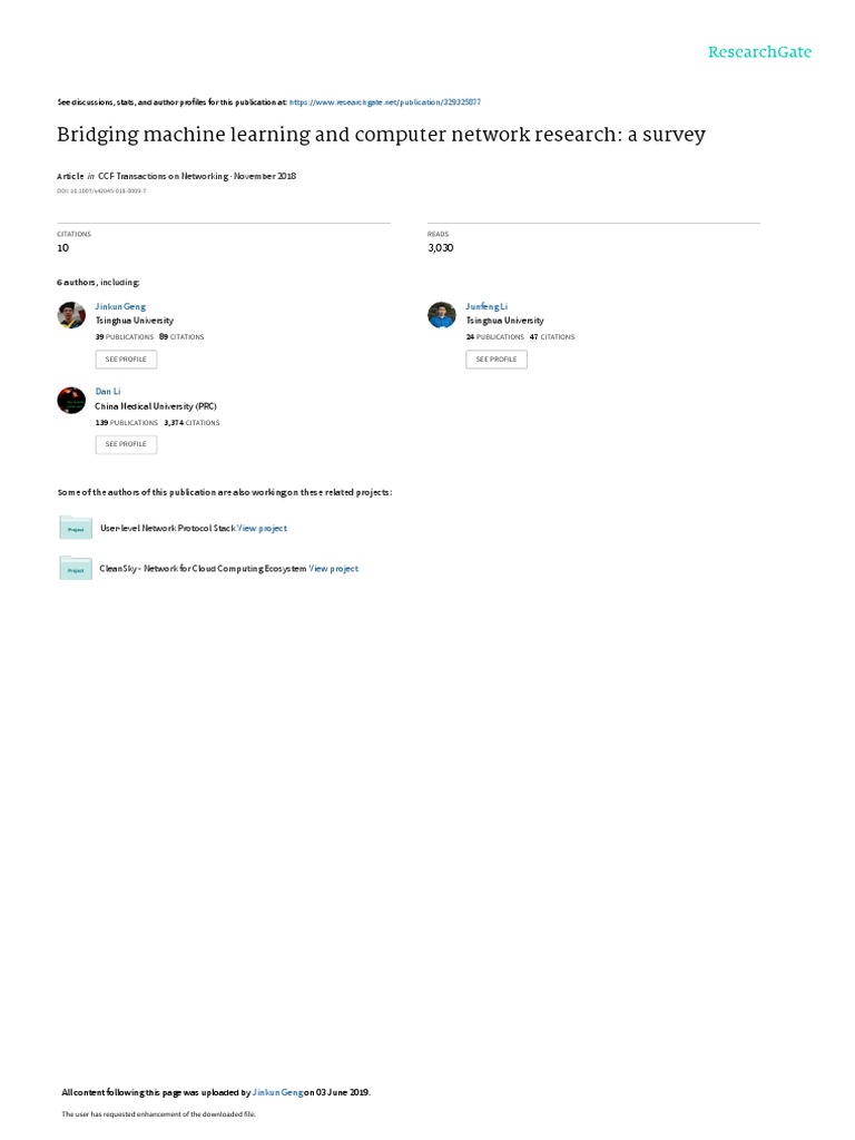 Bridging Machine Learning and Computer Network Res | PDF | Machine ...