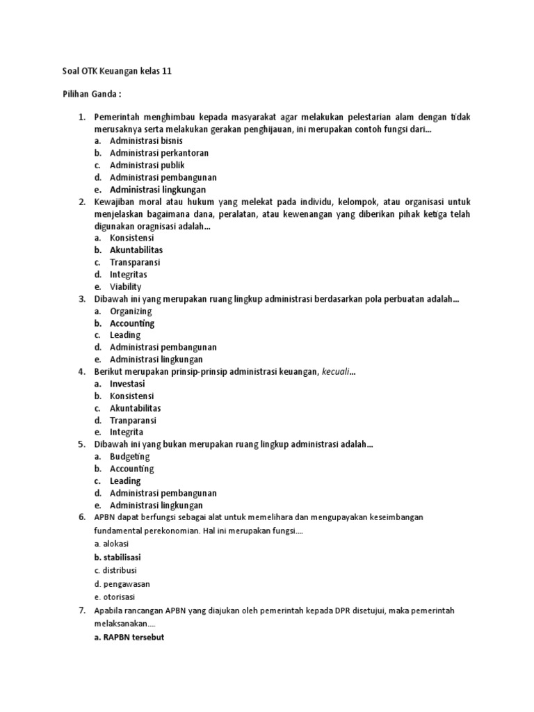 Soal OTK Keuangan Kelas XI | PDF