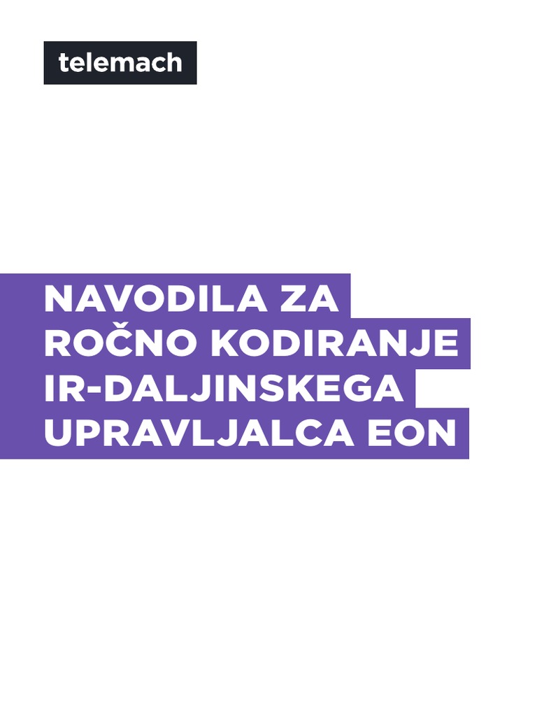 Uputstvo Za Rucno Kodiranje IR Daljinskog Upravljaca EON | PDF