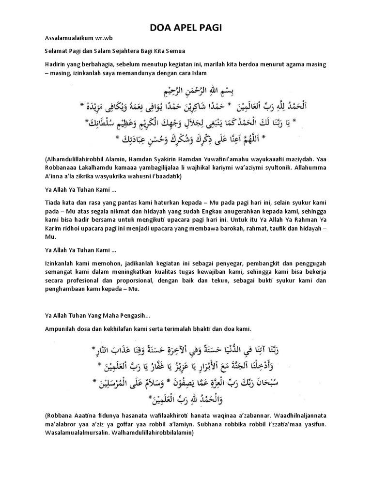 Doa Apel Senin Pagi | PDF