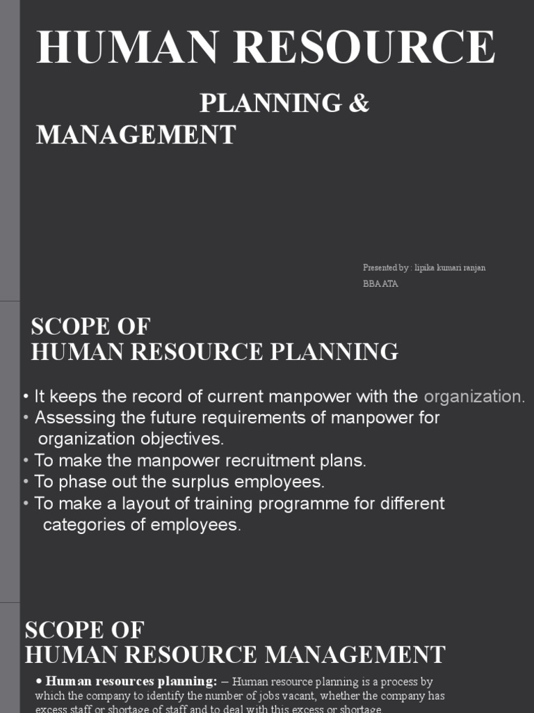 Scope Of Human Resource Planning And Management Pdf Human Resource