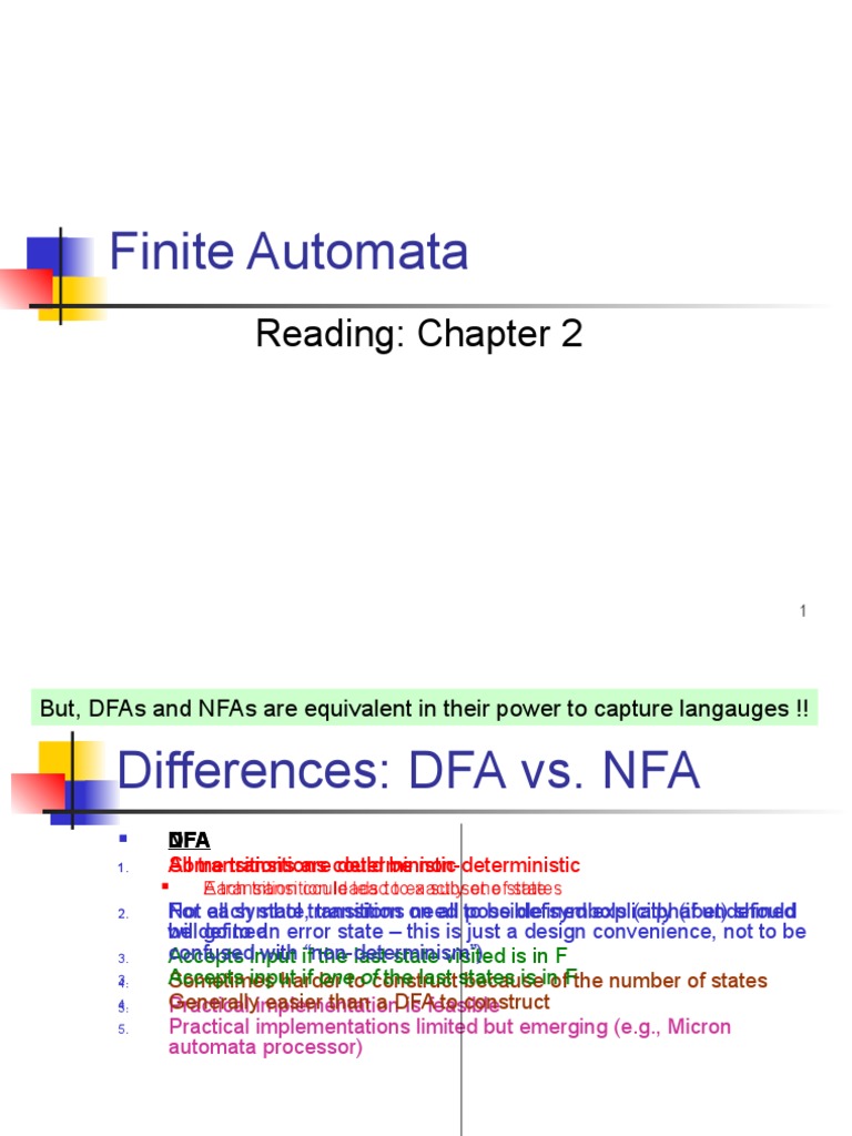 DFA vs. NFA: Key Differences & Equivalence | PDF | Mathematics | Models ...