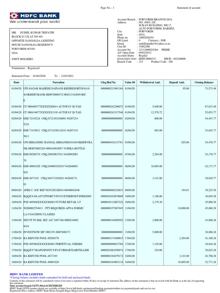 Date Narration Chq./Ref - No. Value DT Withdrawal Amt. Deposit Amt ...