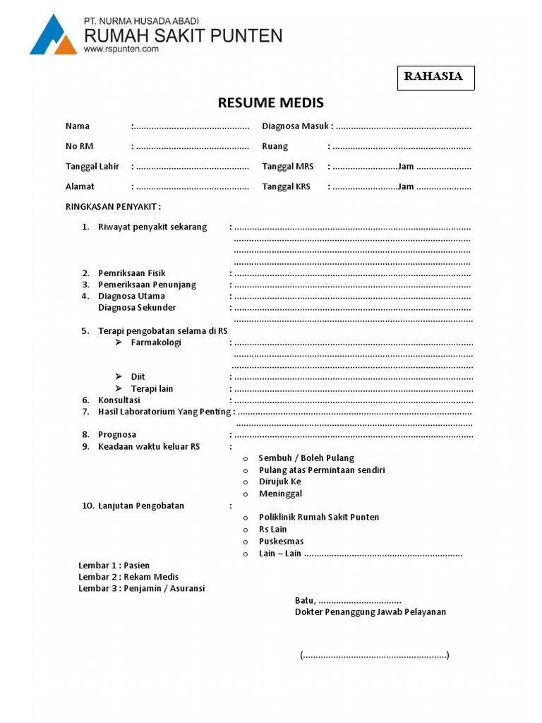 Resume Medis Rawat Inap | PDF