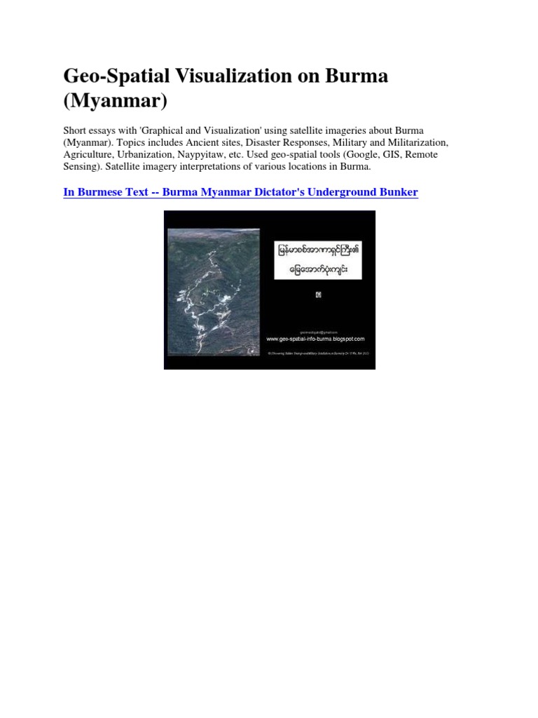 Geo Spatial Visualization On Burma Myanmar | PDF | Myanmar | Tunnel