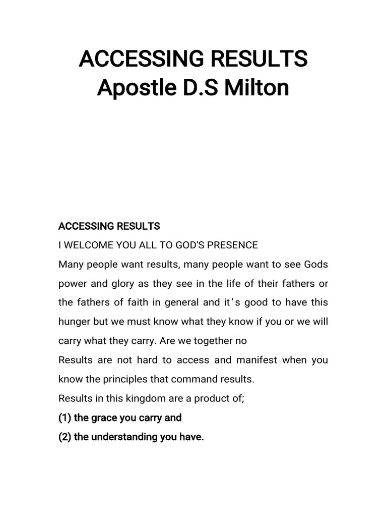 Accessing Results. D.S Milton | PDF