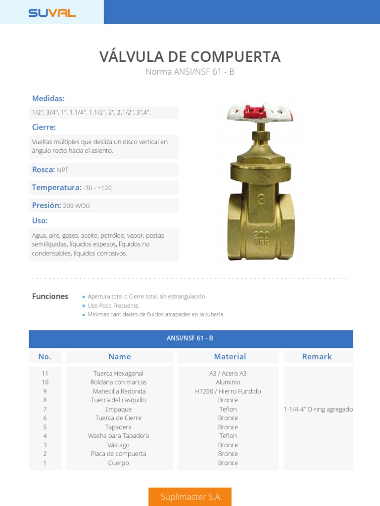 FICHA TECNICA LLAVE DE COMPUERTA | PDF
