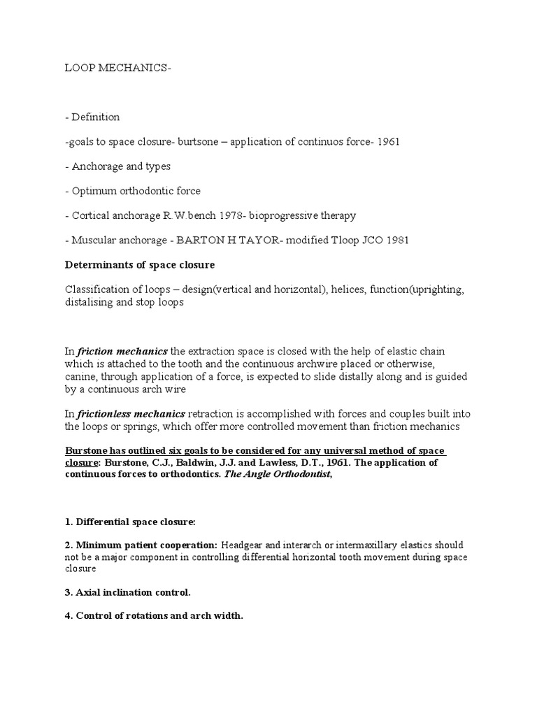 Orthodontic Retraction Loop Mechanics | PDF | Anatomical Terms Of ...