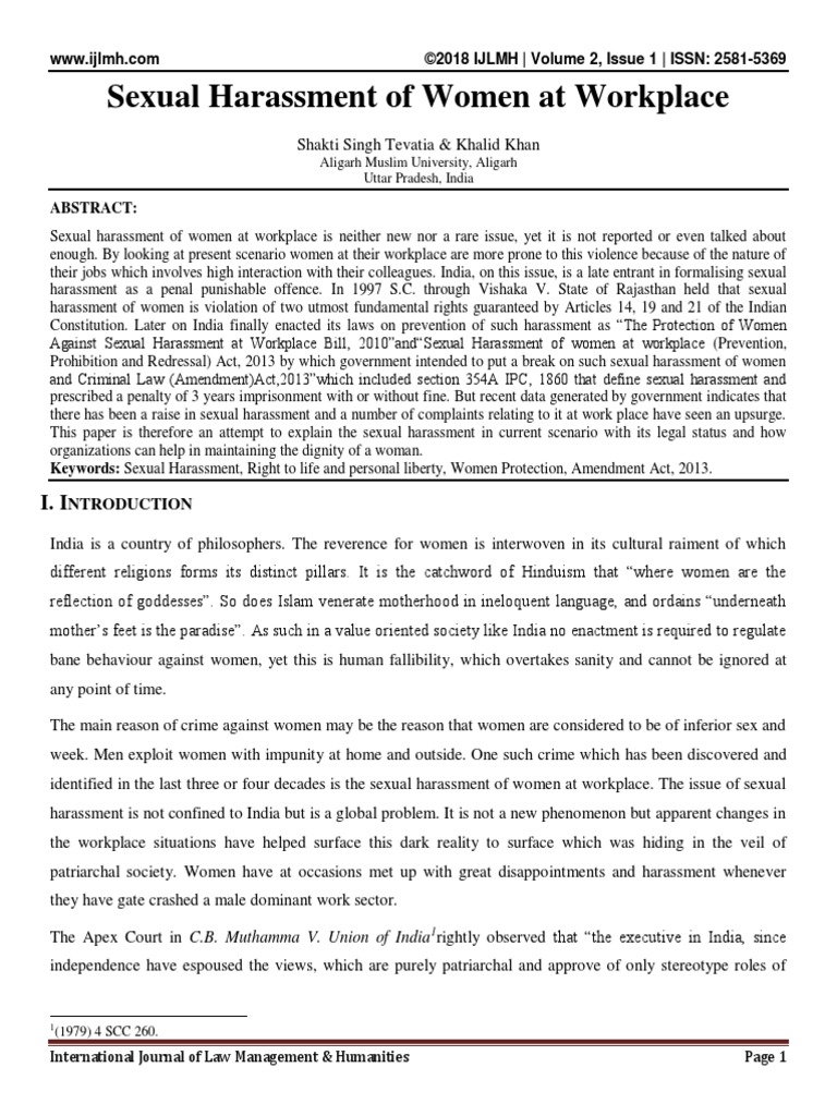 Sexual-Harassment-of-Women-at-Workplace | PDF | Sexual Harassment ...