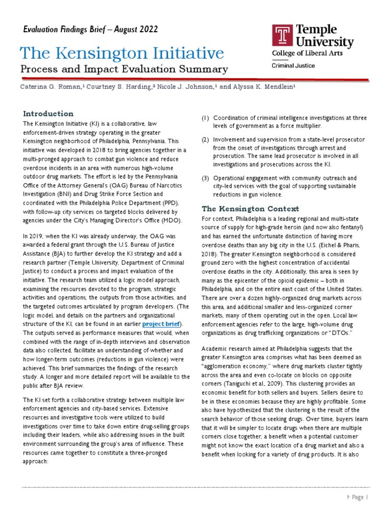 The Kensington Initiative Process and Impact Evaluation Summary | PDF | Military Intelligence ...