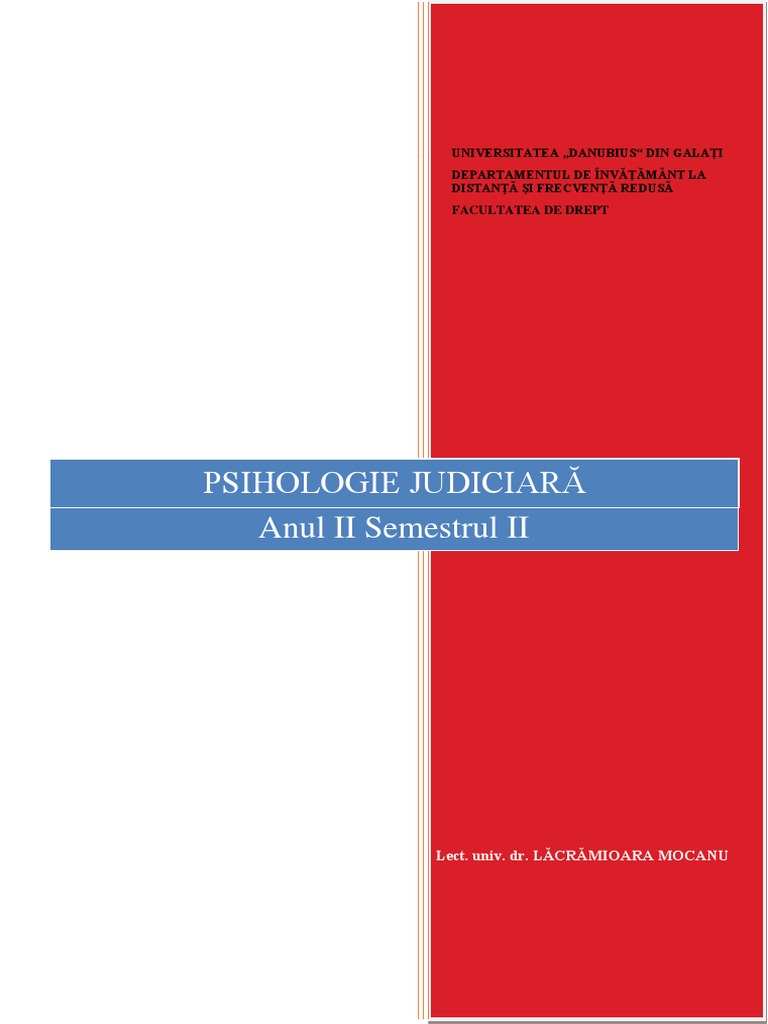 Psihologie Judiciara - Notiuni Introductive | PDF