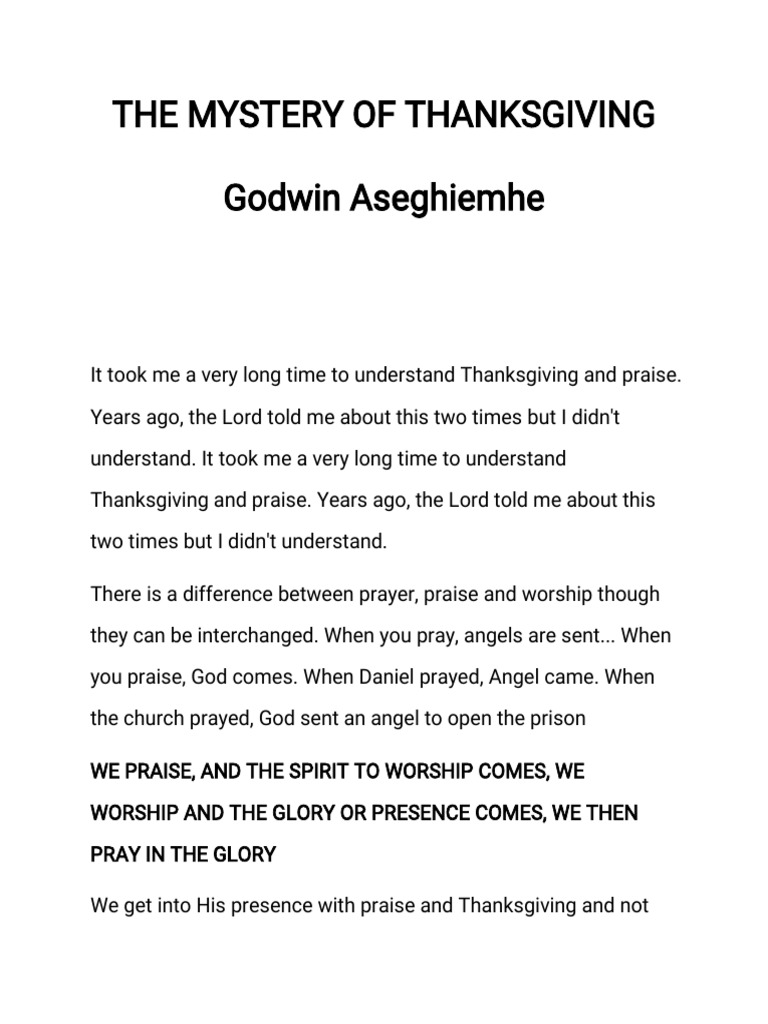 The Mystery of Thanksgiving | PDF