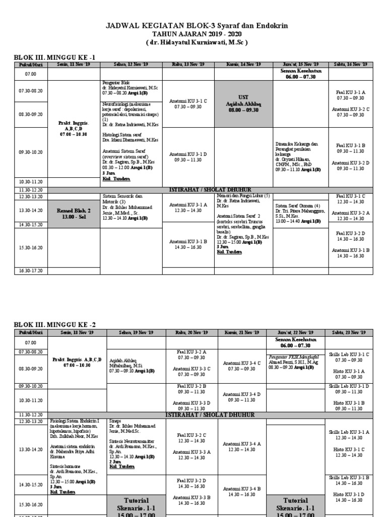 34 - Jadwal Kegiatan Blok III-2019-2020 | PDF
