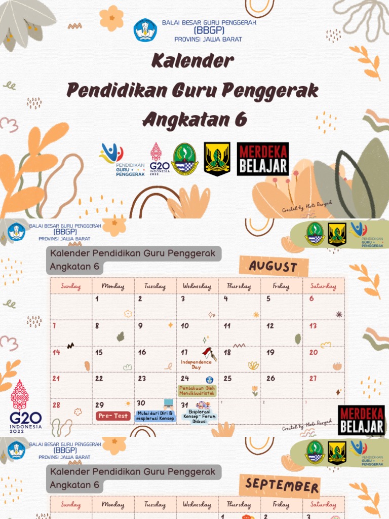 Kalender Pendidikan Guru Penggerak 6 | PDF