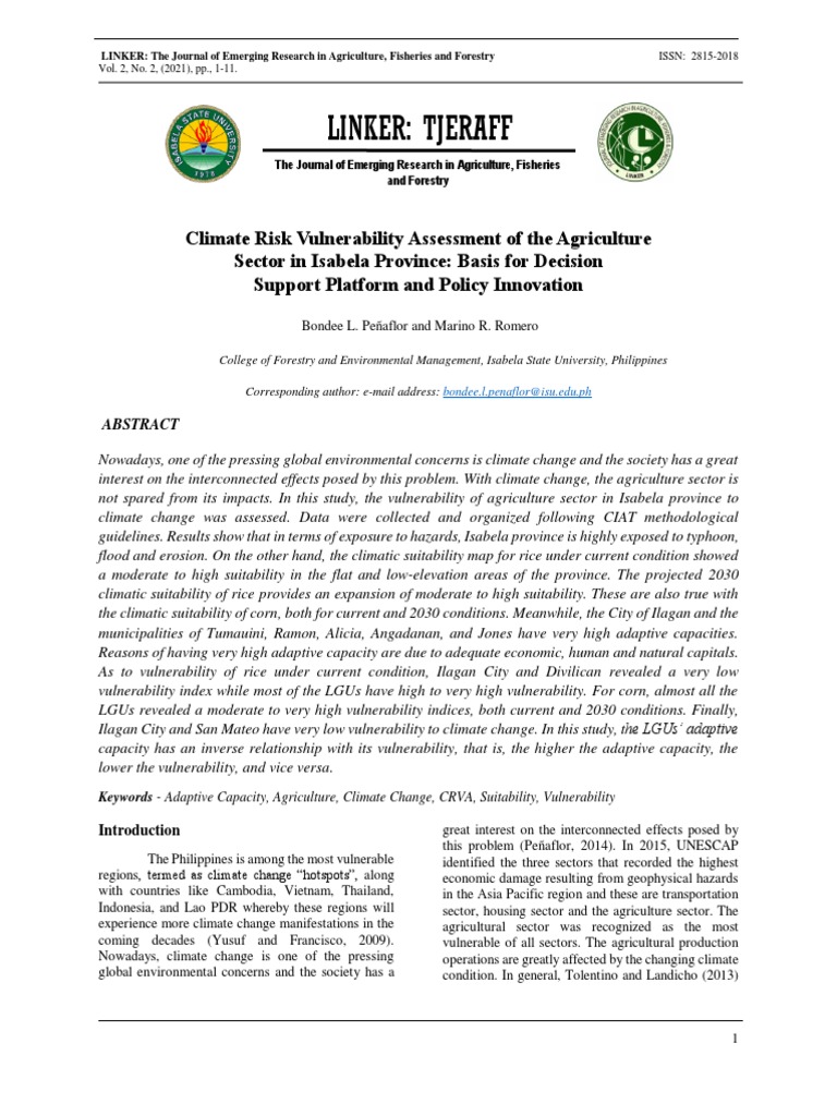 Climate Risk Vulnerability Assessment | PDF | Climate Resilience ...