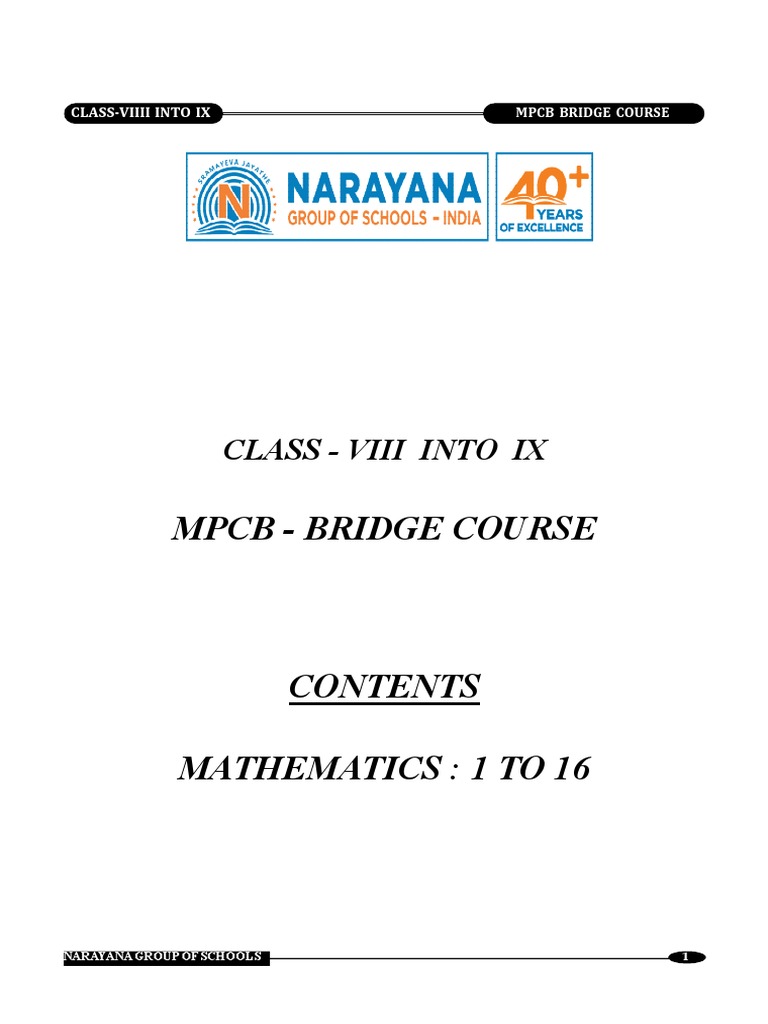 Class 8 Maths Bridge Course PDF | PDF