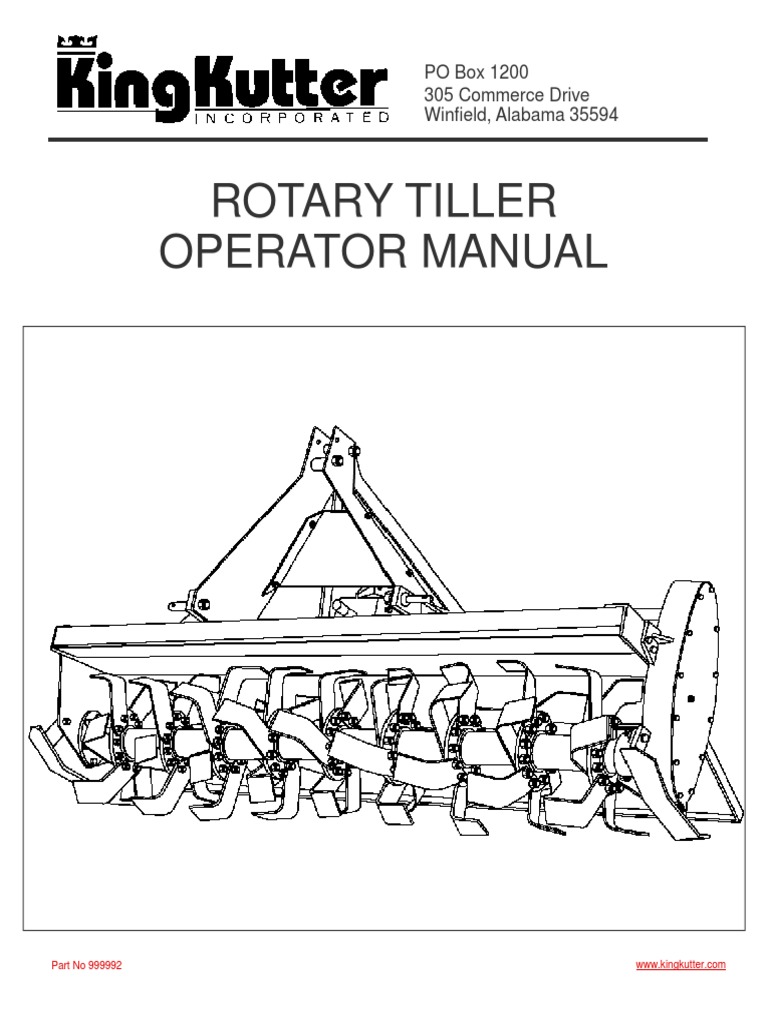 King Kutter Rotary Tiller Operator Manual | PDF | Tractor | Tort