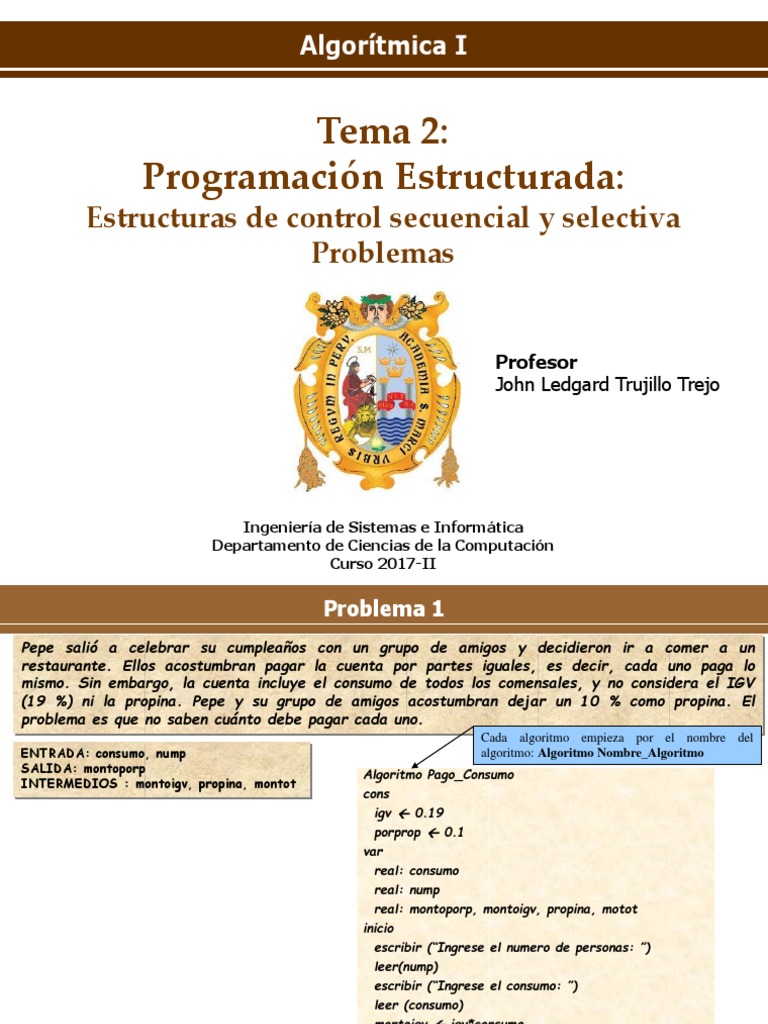 2da. Sesión Practica Algoritmica I 2019 - I | PDF | Algoritmos | C